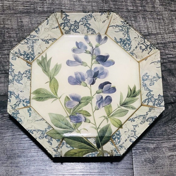 Marye Kelley | Other | Marye Kelley Decoupage Blue Floral Plate Signed ...